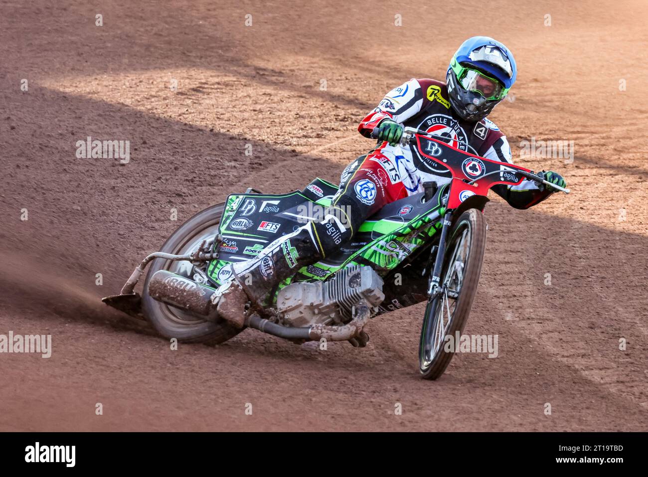 Charles Wright -Belle Vue Aces speedway rider. Action portrait Stock ...