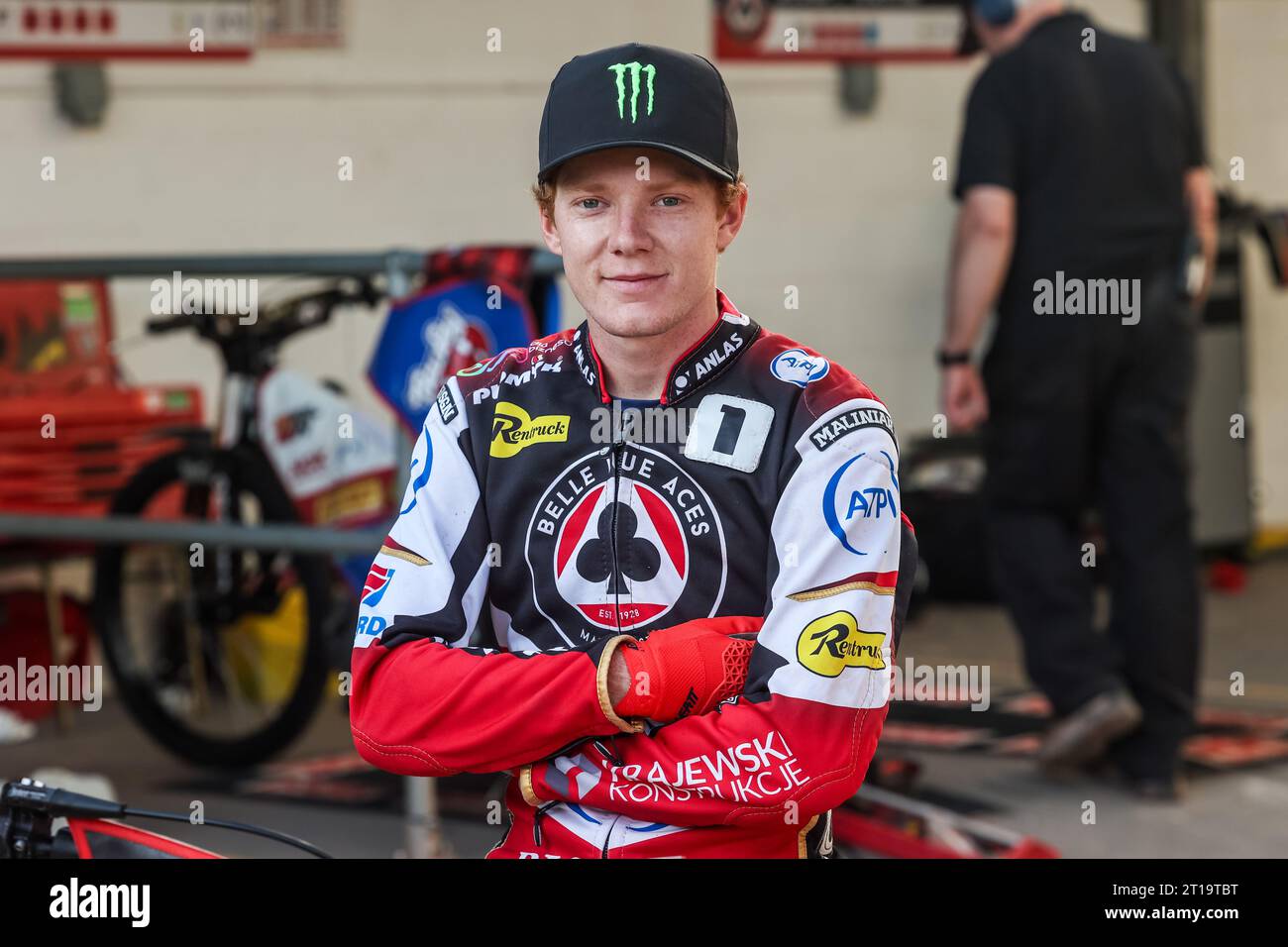 Dan Bewley - Belle Vue Aces speedway rider. Portrait Stock Photo - Alamy