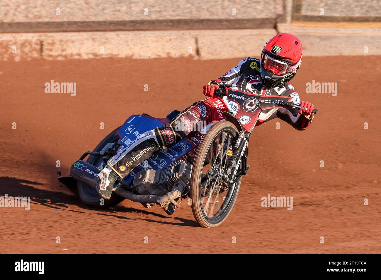 Dan Bewley - Belle Vue Aces speedway rider. Action portrait Stock Photo ...