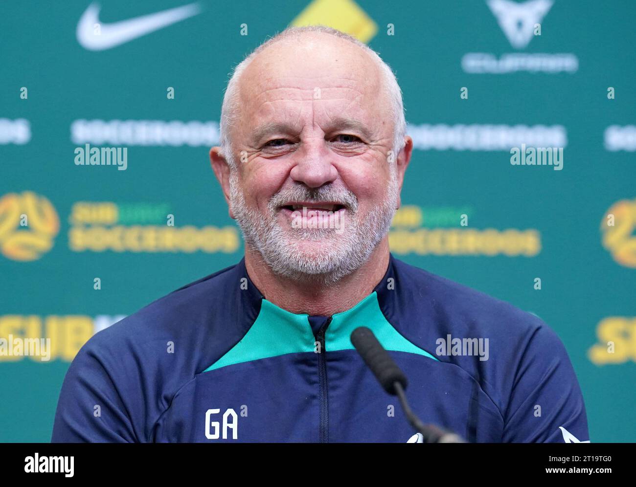 Australia head coach Graham Arnold during a press conference at Wembley ...