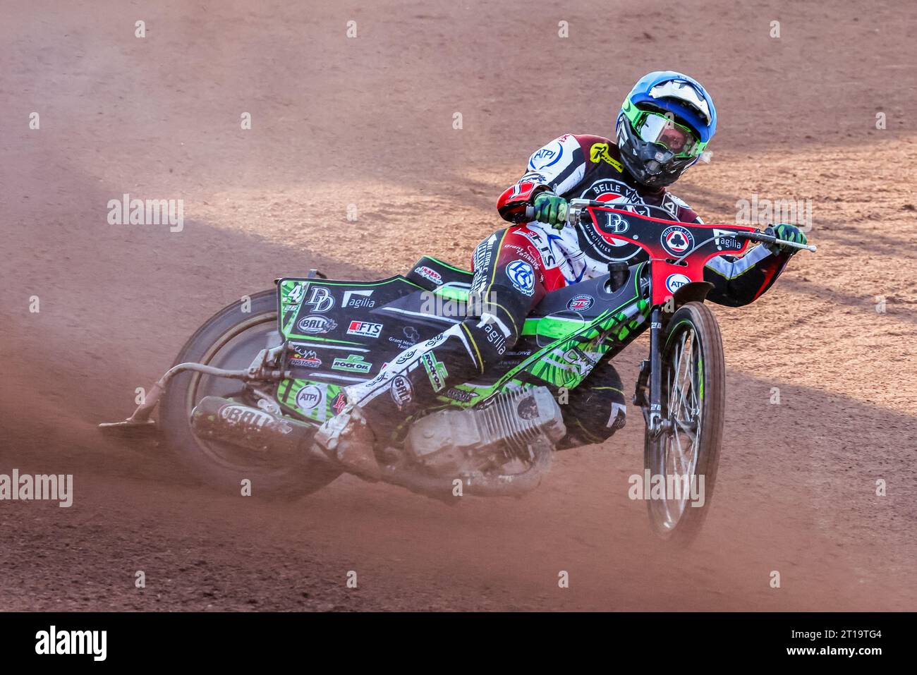 Charles Wright - Belle Vue Aces speedway rider. Action portrait Stock ...