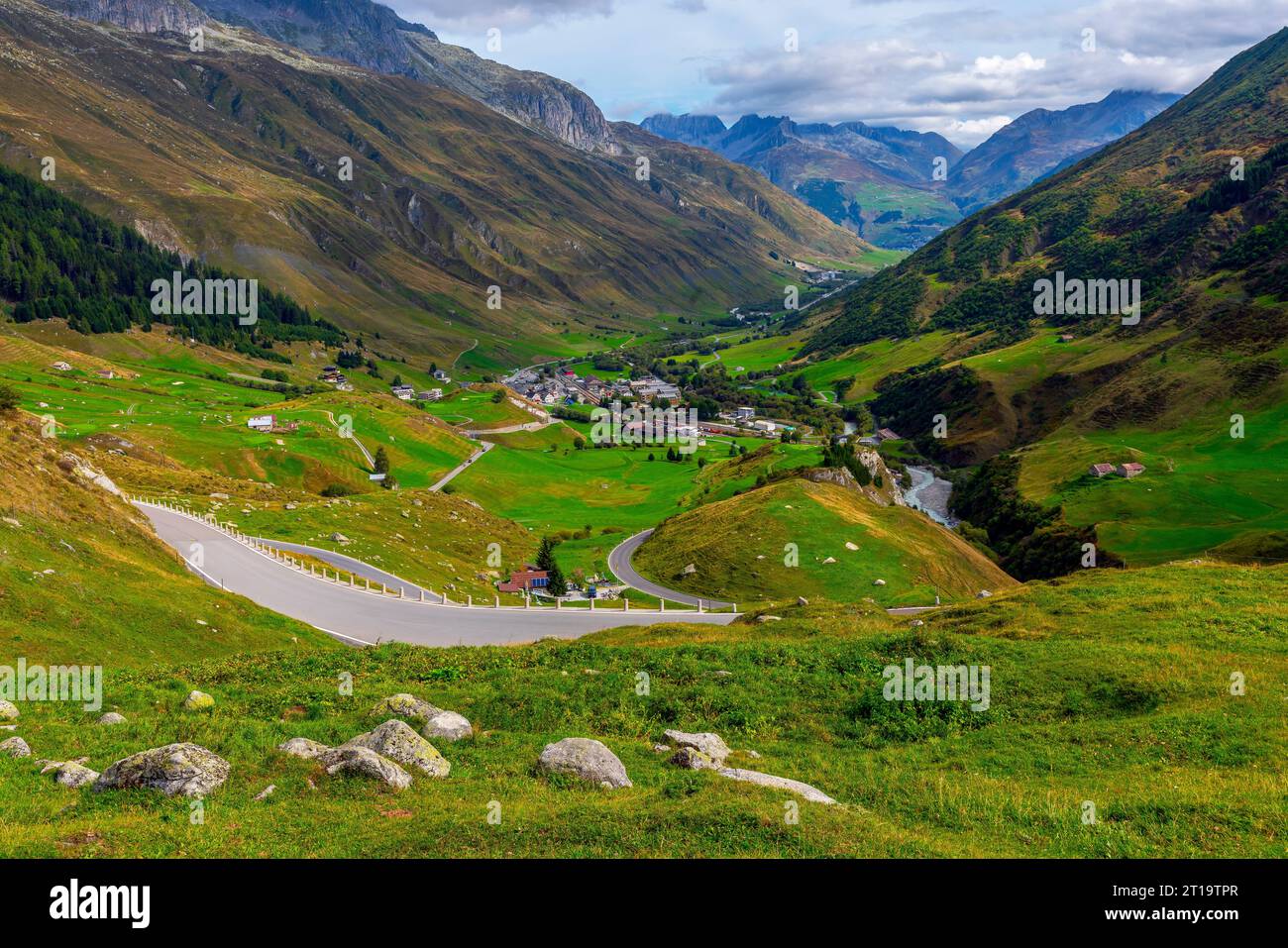 View of Swiss Alps landscape from Furkapss road Uri canton, Switzerland ...