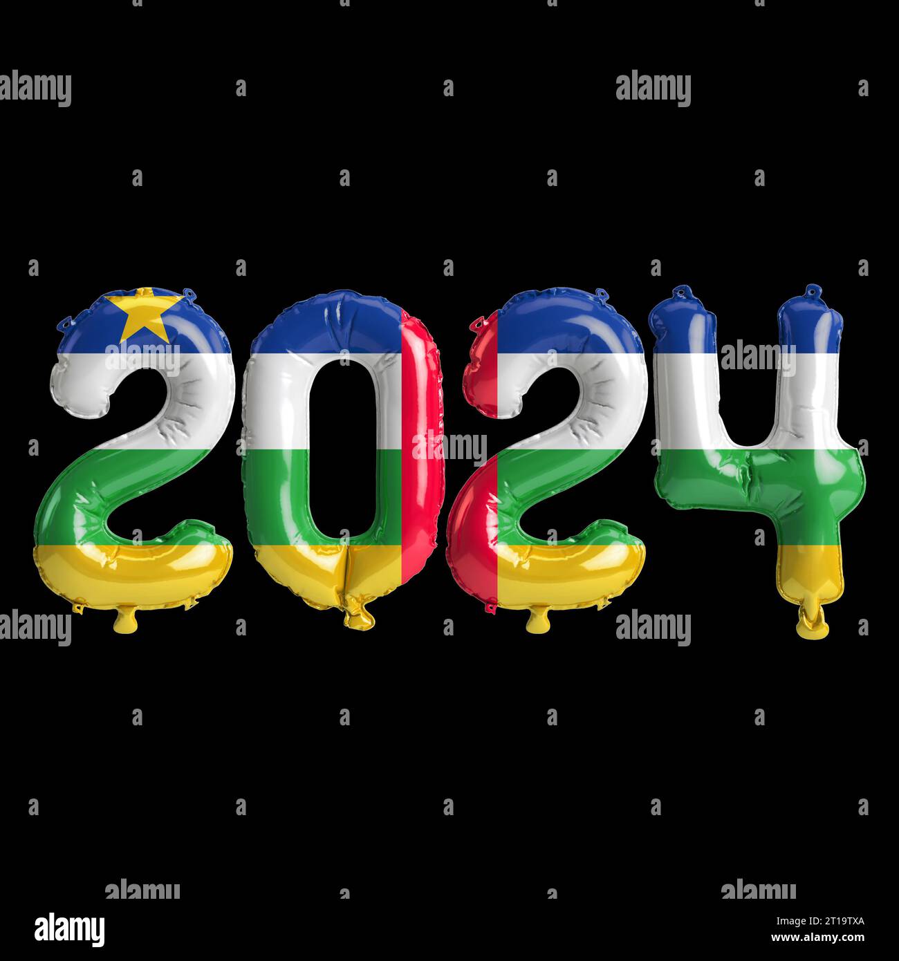 3d illustration of letter about new year 2024 with balloons on color ...