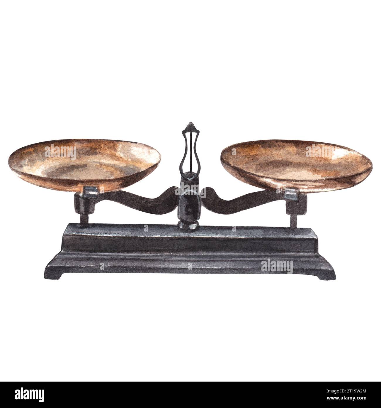 Old pharmacy scales. Watercolor hand drawn illustration of antique ...