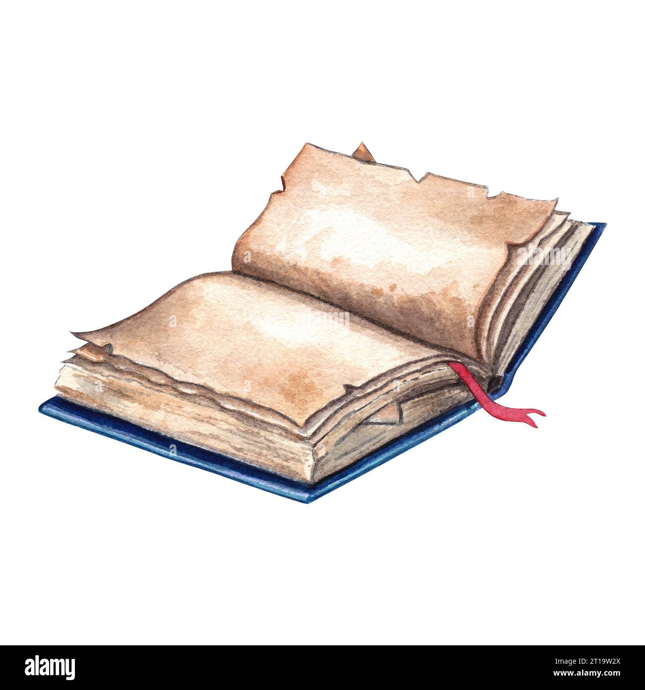 Watercolor illustration of open books. Watercolor hand drawing isolated ...