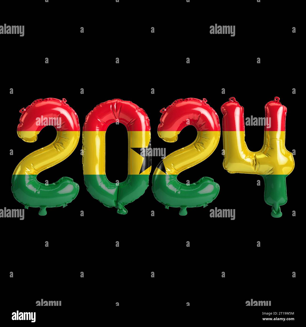 3d illustration of letter about new year 2024 with balloons on color ...