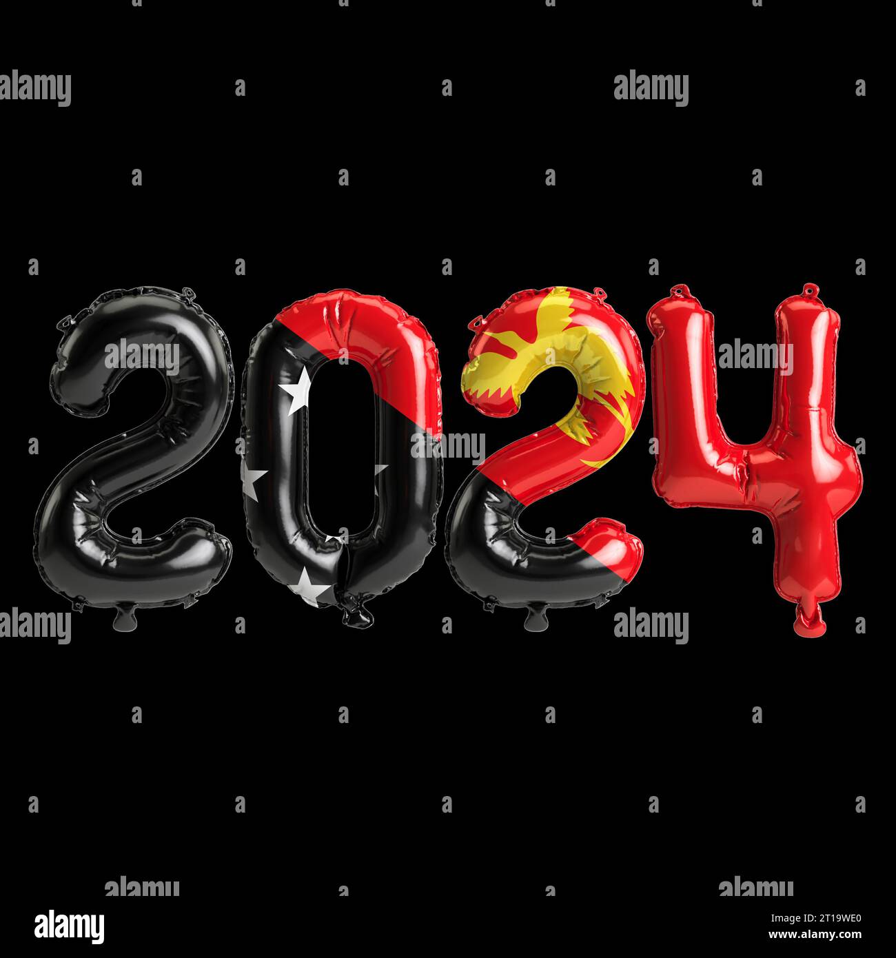 3d illustration of letter about new year 2024 with balloons on color ...