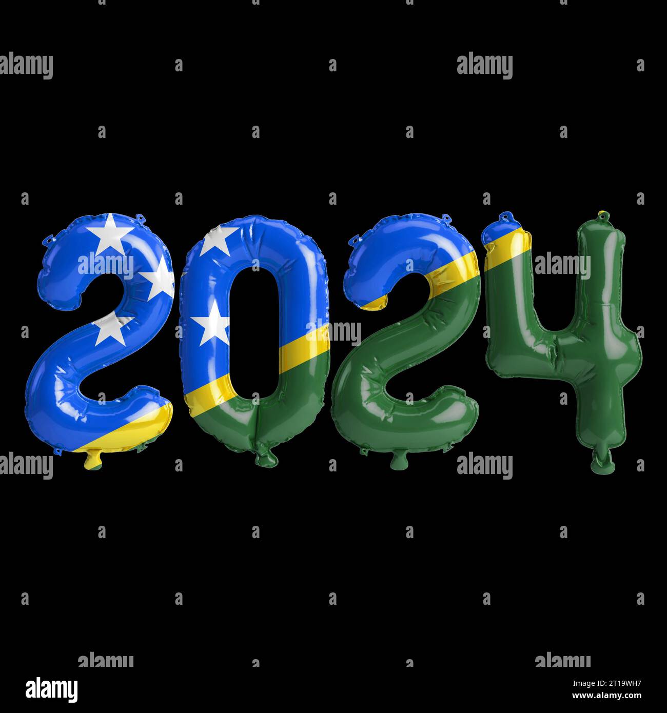 3d illustration of letter about new year 2024 with balloons on color ...