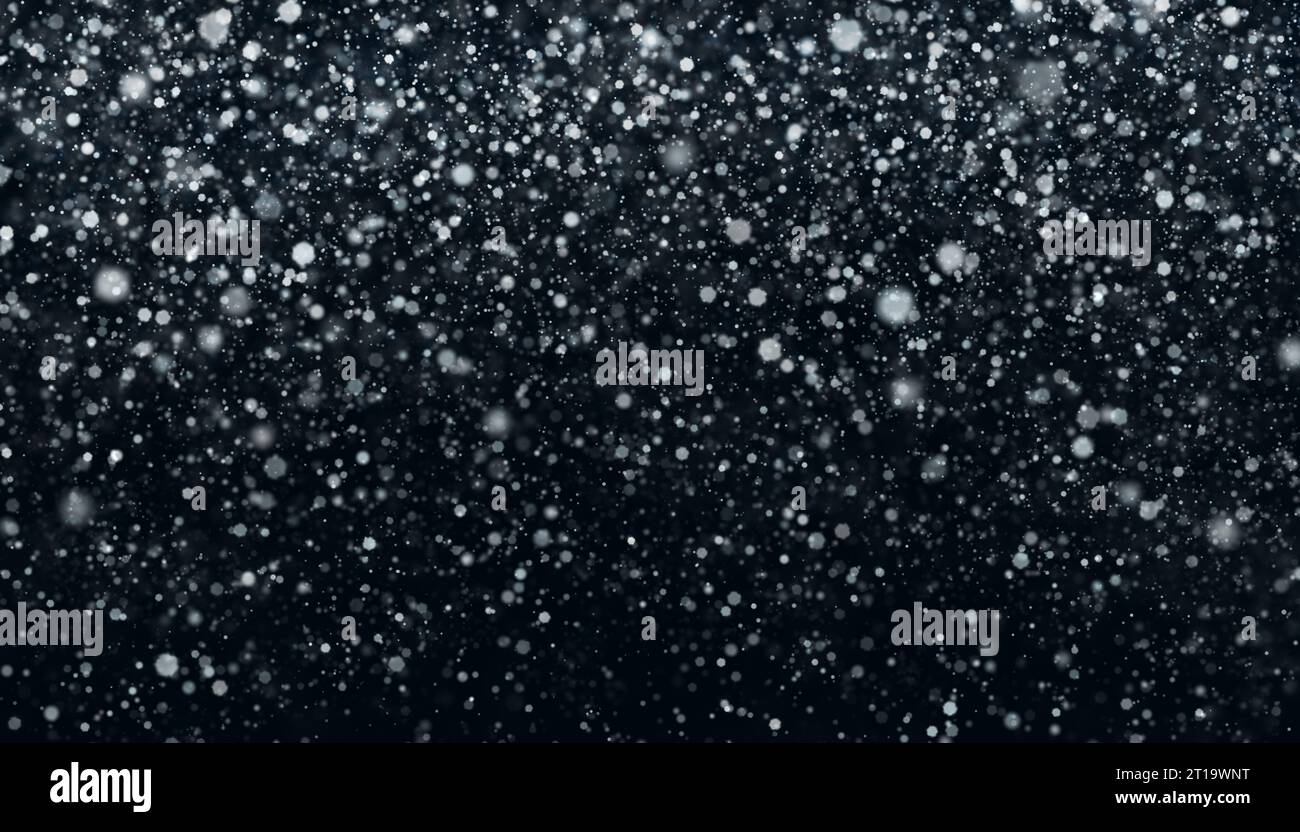 Snow falling from night sky. Winter background Stock Photo - Alamy