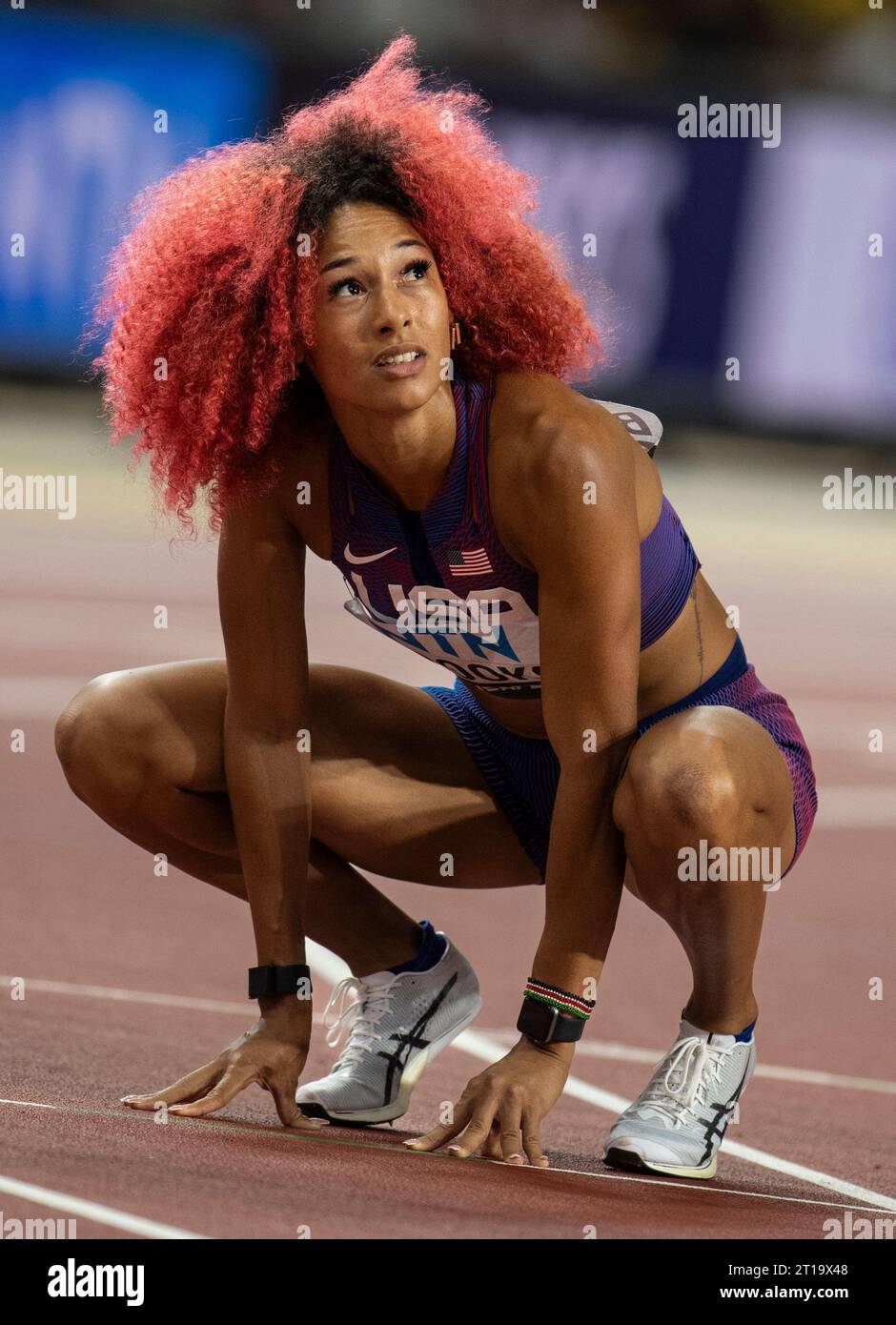 Taliyah Brooks of the USA competing in the 200m heptathlon at the World ...