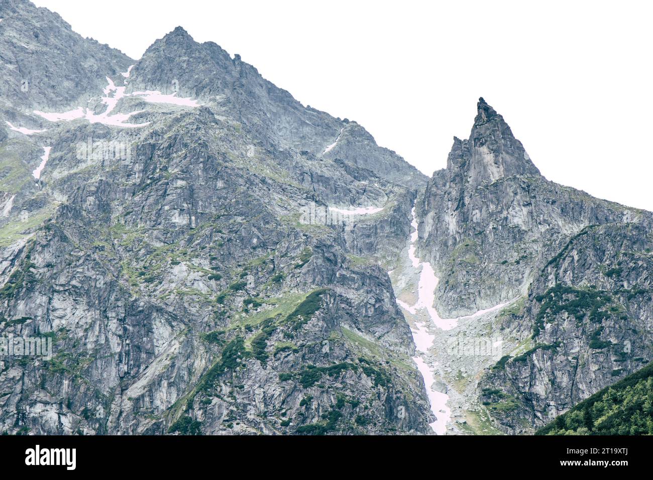 View from Eye of the Sea lake towards Cubryna and Monk peaks in polish ...