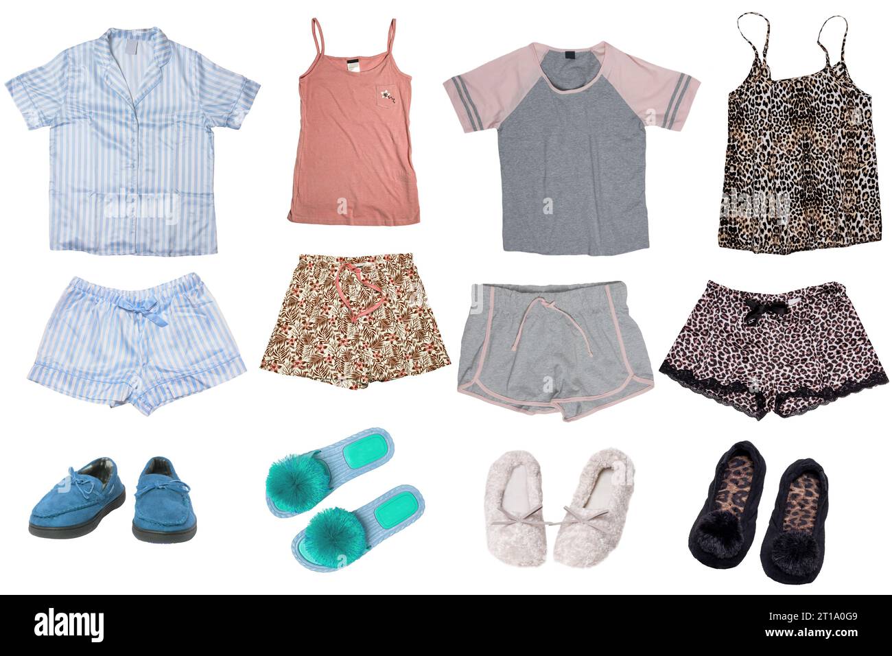 Collage set of little girl autumn or spring clothes isolated on white ...