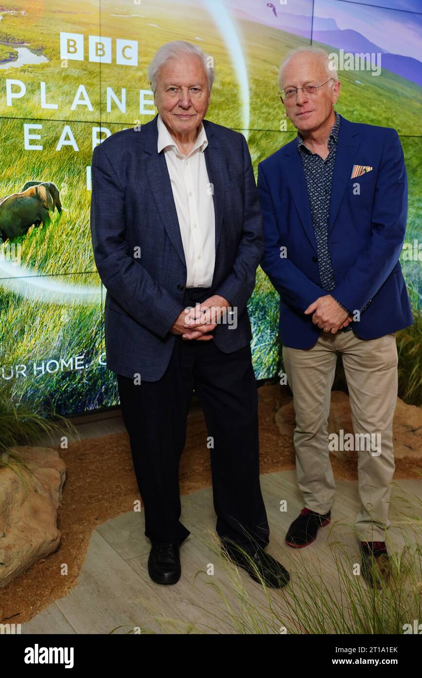 Sir David Attenborough (left) and Mike Gunton arrive for the global launch of BBC Studio's ...