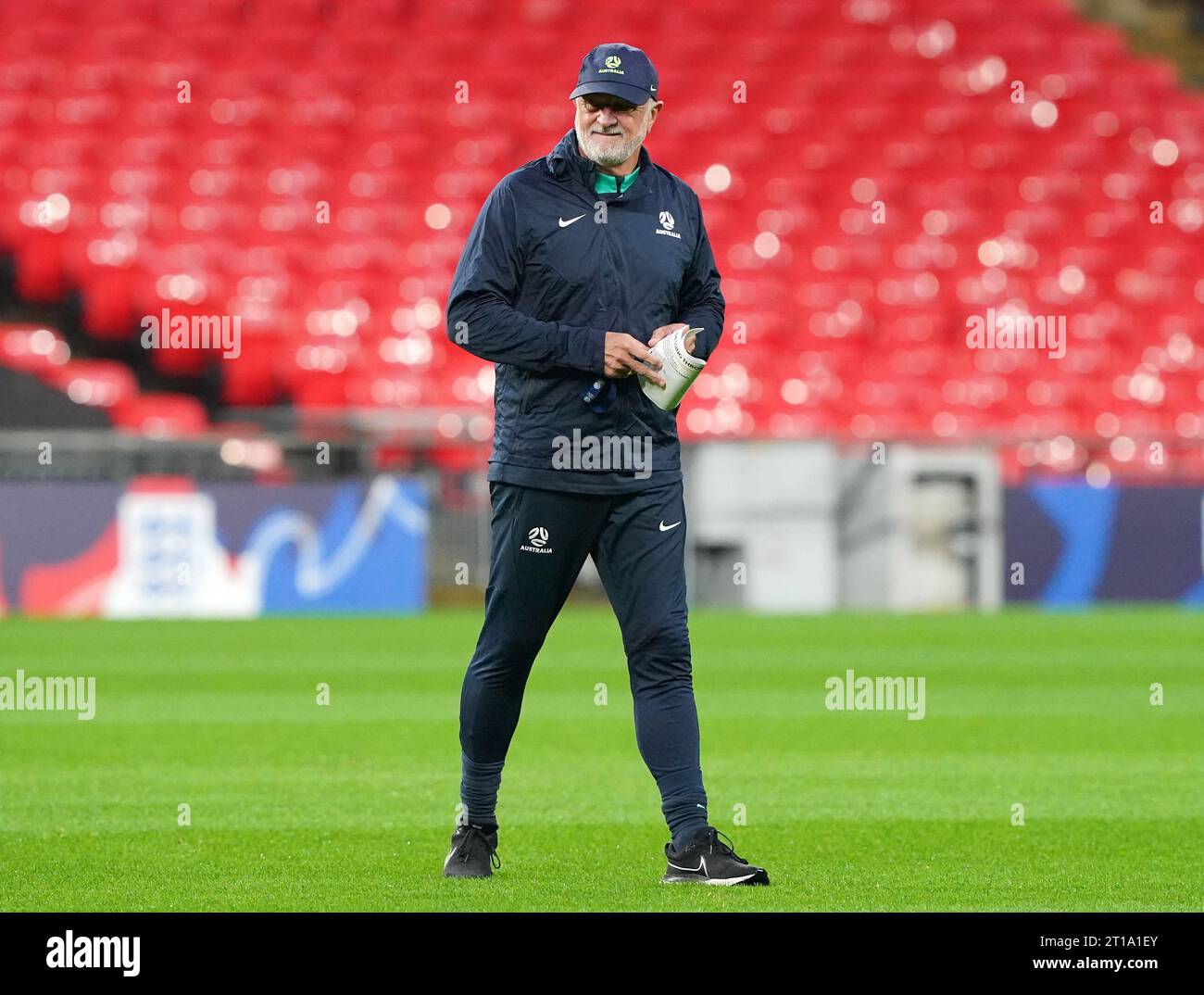 Australia head coach Graham Arnold during a training session at Wembley ...
