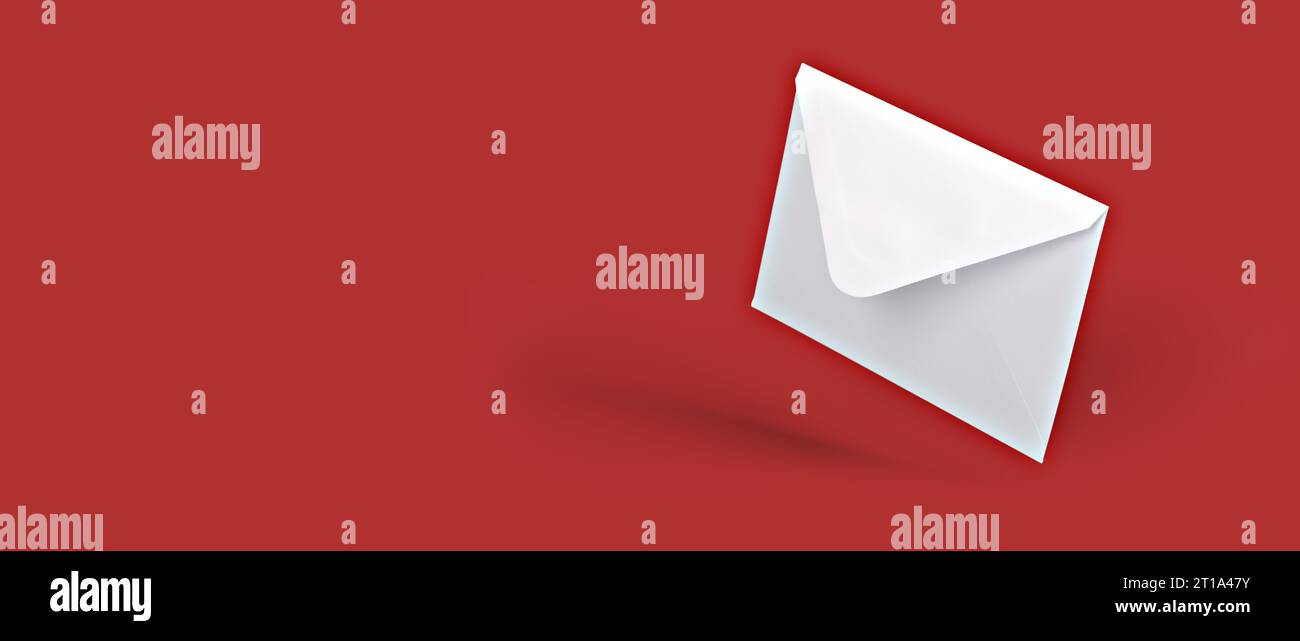 White envelope mockup, blank template, levitation whis shadow, red ...