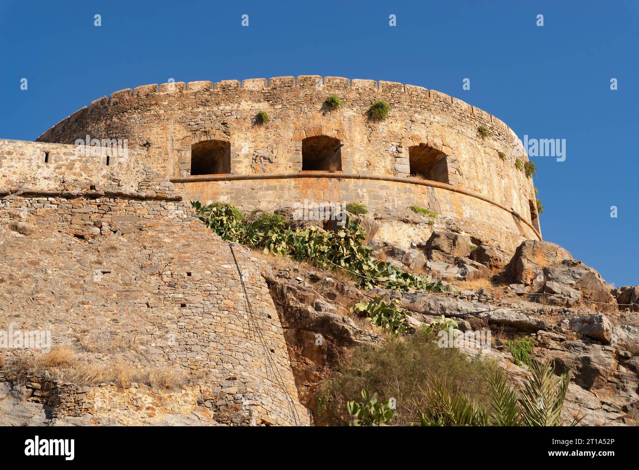 Exterior walls of Spinalonga Fortress, built in the 16th century by the ...