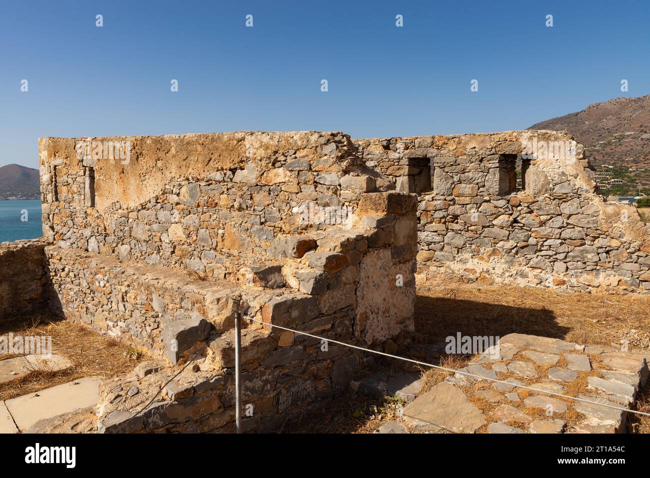 Exterior walls of Spinalonga Fortress, built in the 16th century by the ...