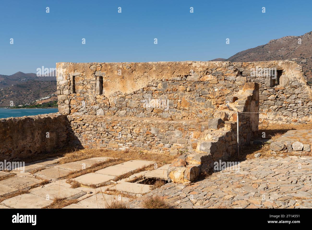 Exterior walls of Spinalonga Fortress, built in the 16th century by the ...