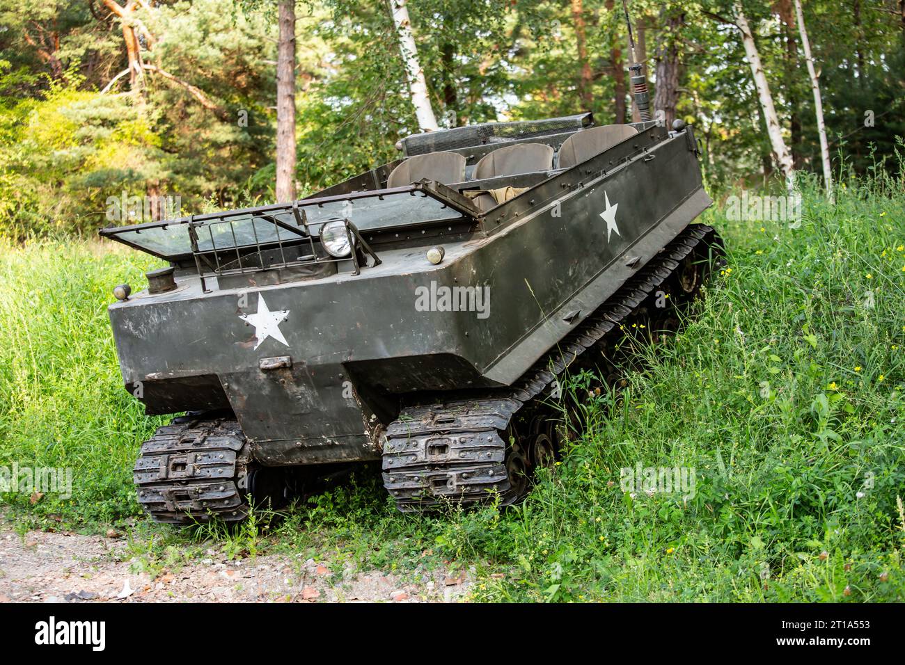 An American World War II A light caterpillar carrier Weasel. Vehicle ...