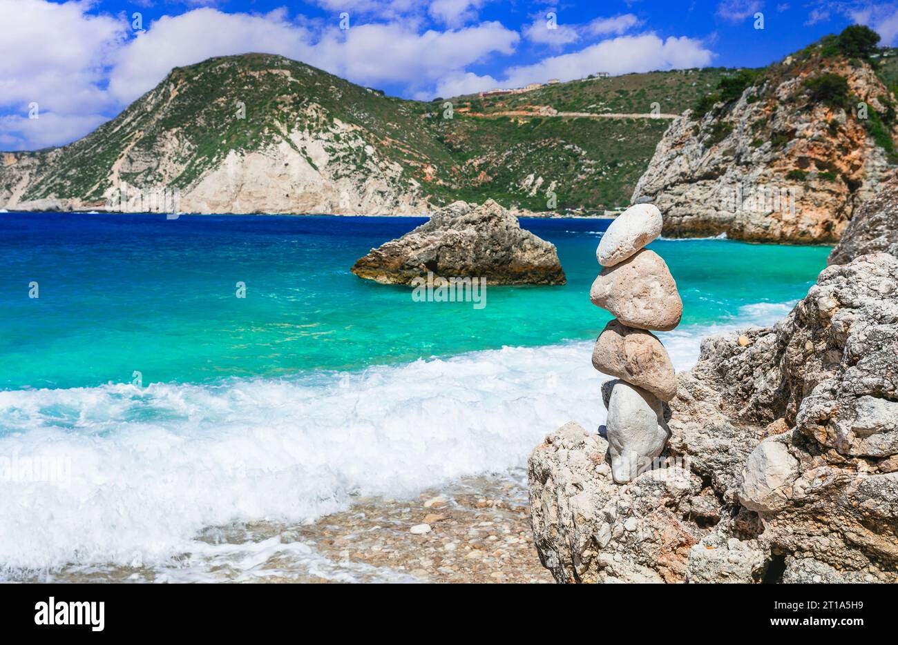 Scenic beaches of beautiful Cephalonia (Kefalonia) island - Agia Eleni ...