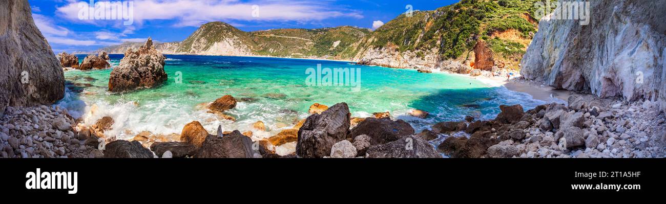 Scenic beaches of beautiful Cephalonia (Kefalonia) island - Agia Eleni ...