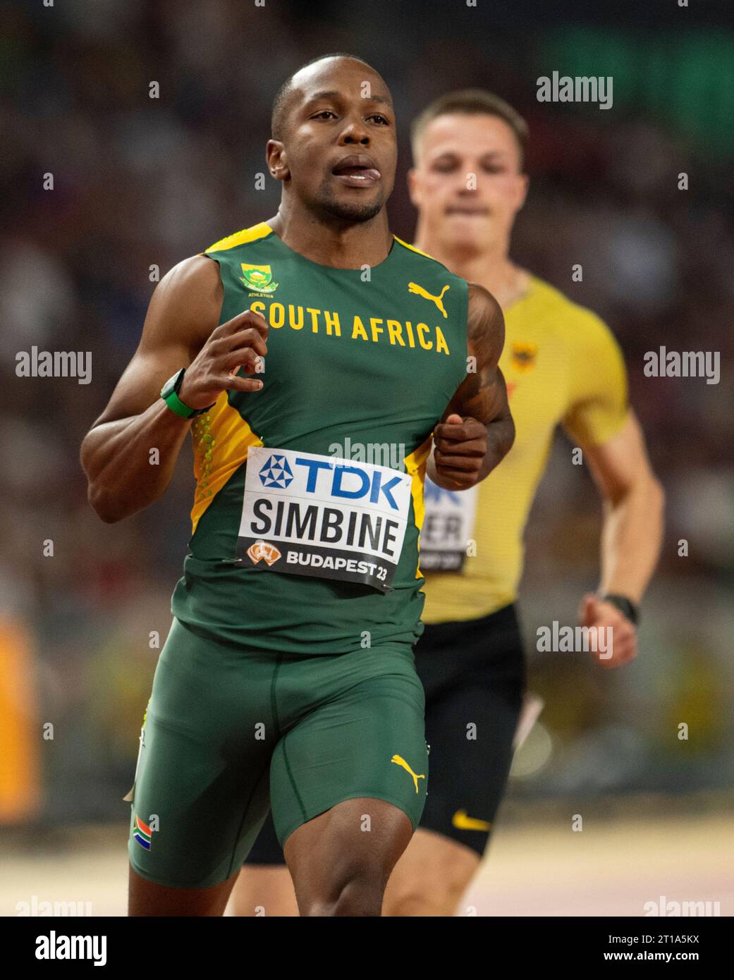 Akani Simbine of South Africa competing in the men’s 100m heats at the ...