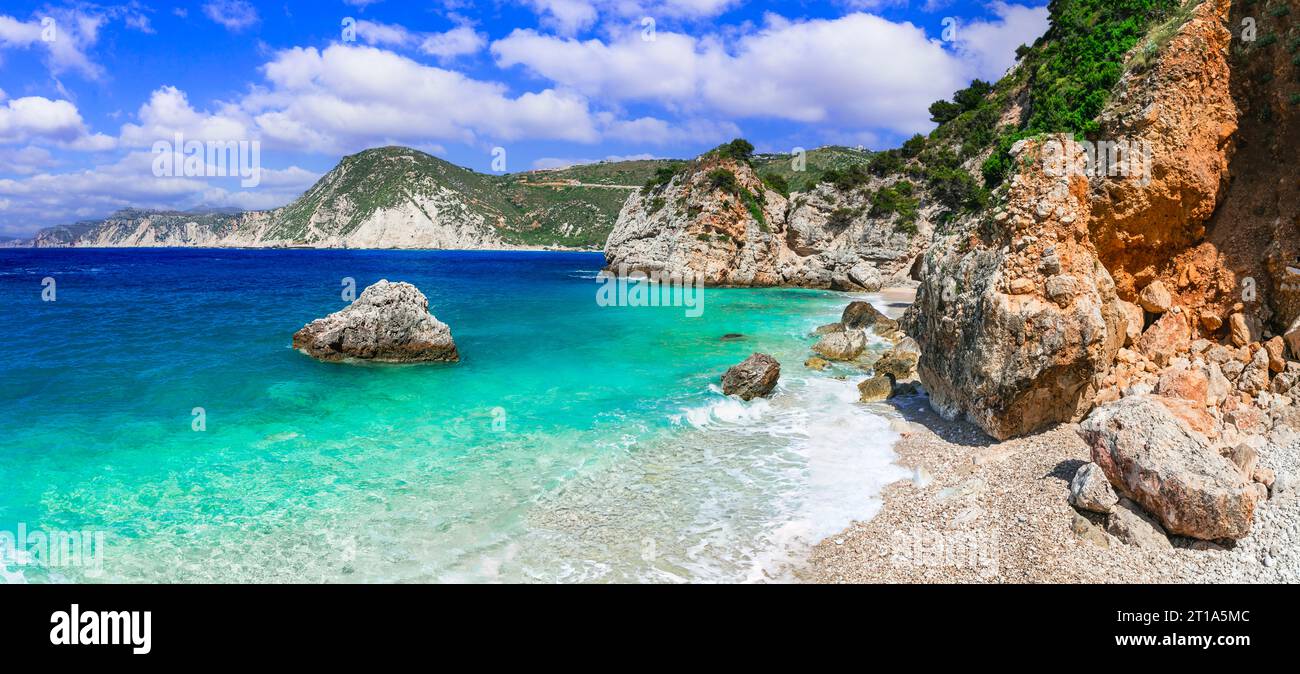Scenic beaches of beautiful Cephalonia (Kefalonia) island - Agia Eleni ...
