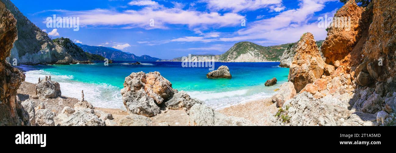 Scenic beaches of beautiful Cephalonia (Kefalonia) island - Agia Eleni ...