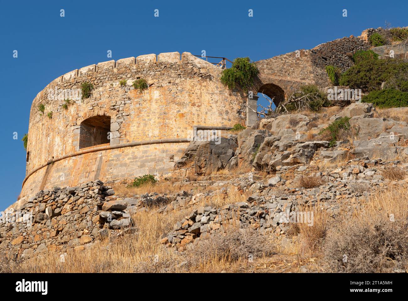 Exterior walls of Spinalonga Fortress, built in the 16th century by the ...