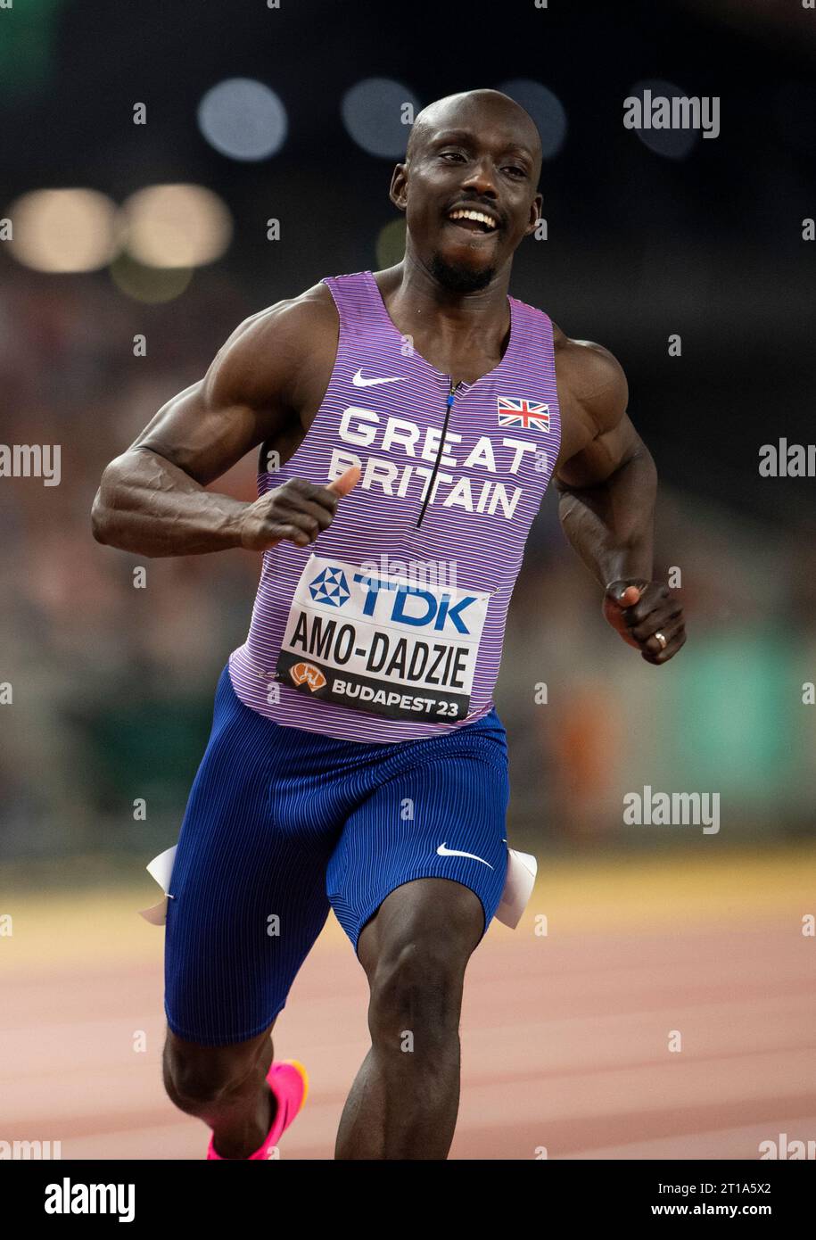 Eugene Amo-Dadzie of Great Britain competing in the men’s 100m heats at ...