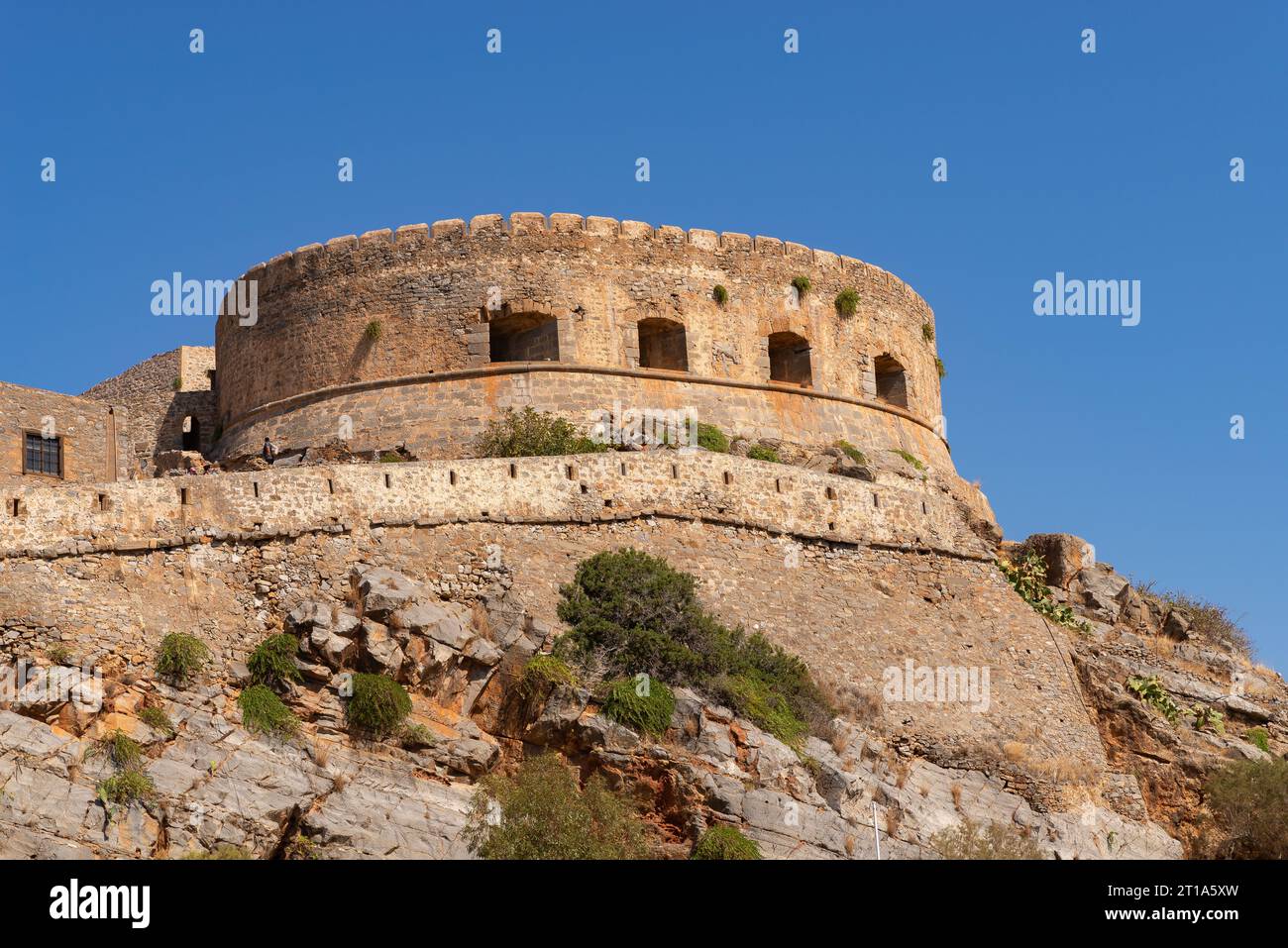 Exterior walls of Spinalonga Fortress, built in the 16th century by the ...