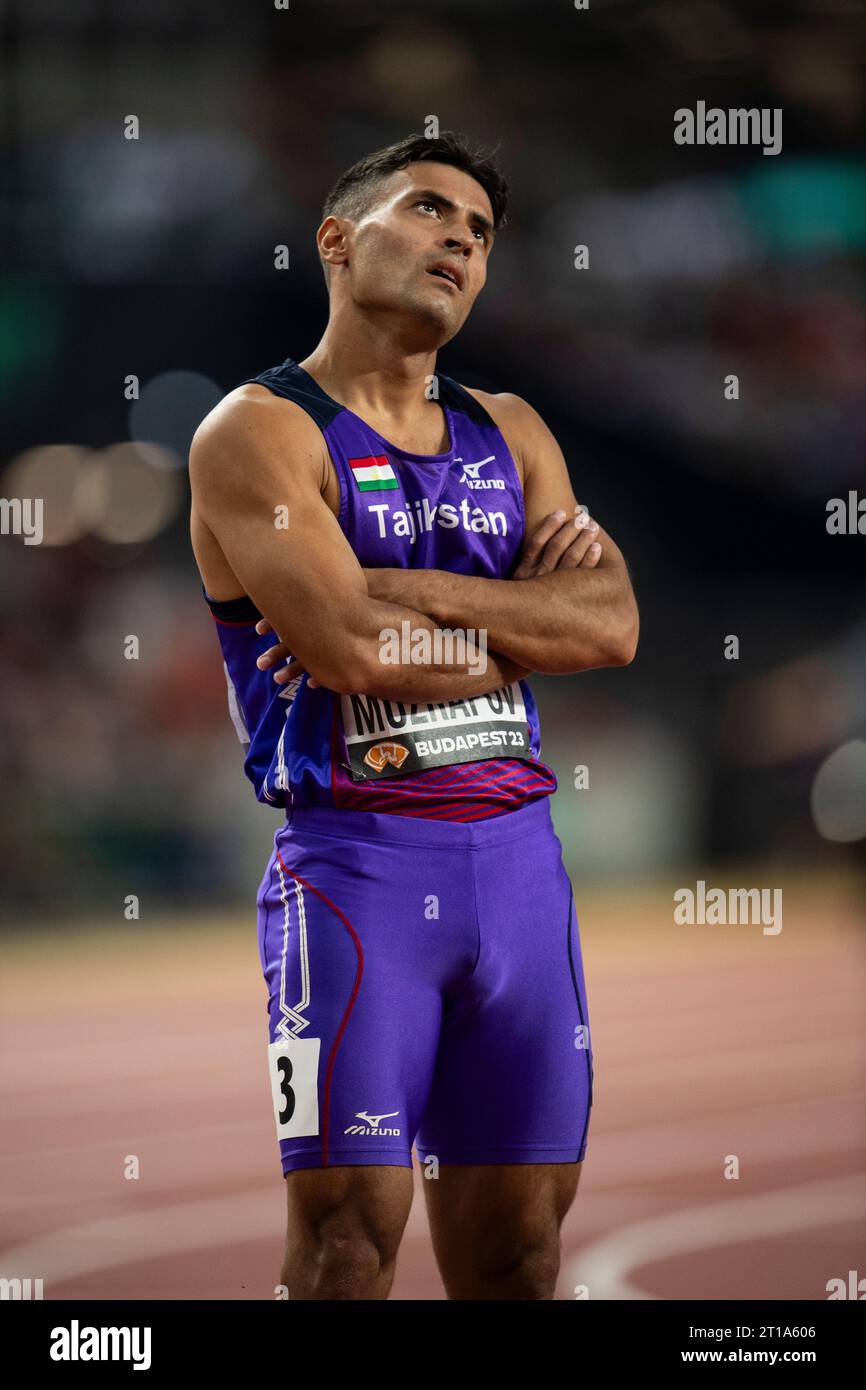 Favoris Muzrapov of Tajikistan competing in the men’s 100m heats at the ...