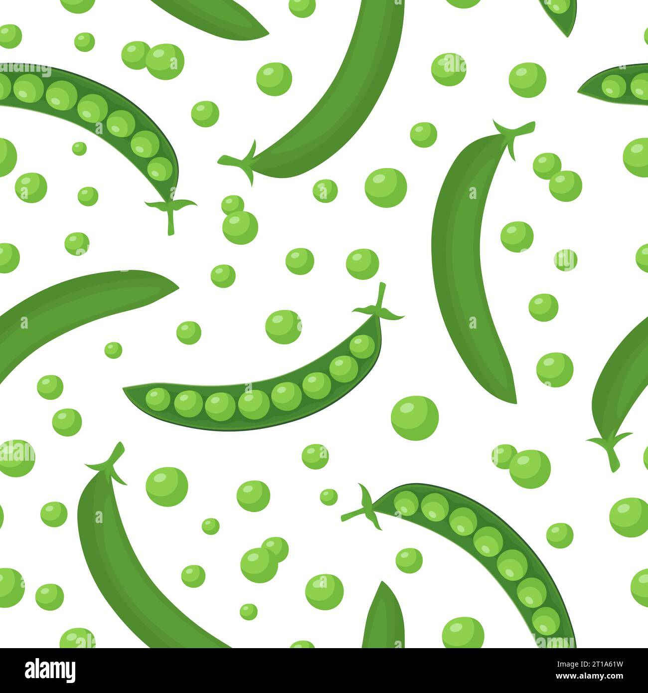 Vector Seamless Pattern with Flat Cartoon Green Peas. Fresh Cartoon ...
