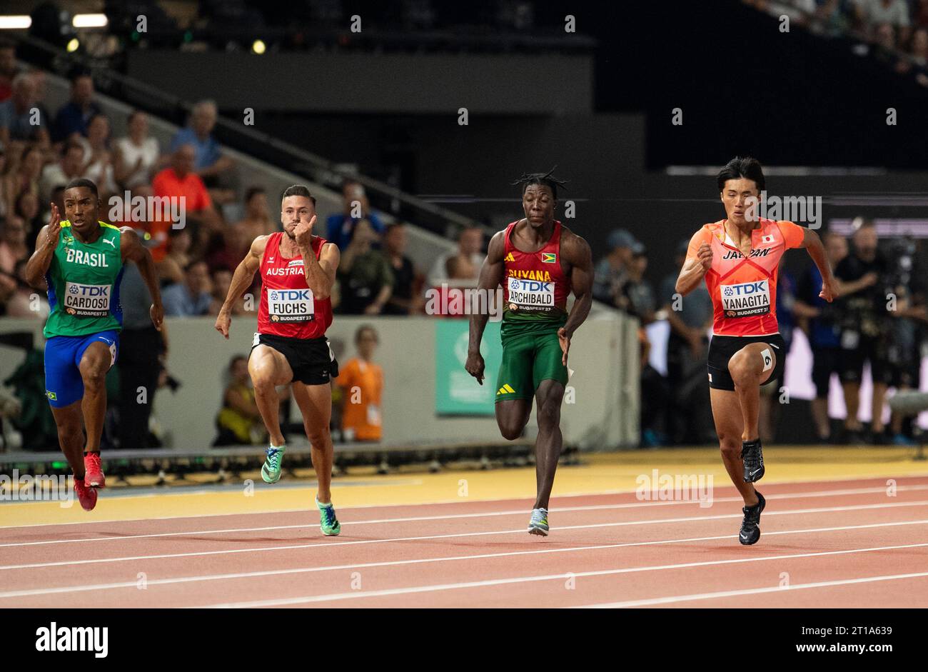 Markus Fuchs of Austria competing in the men’s 100m heats at the World ...
