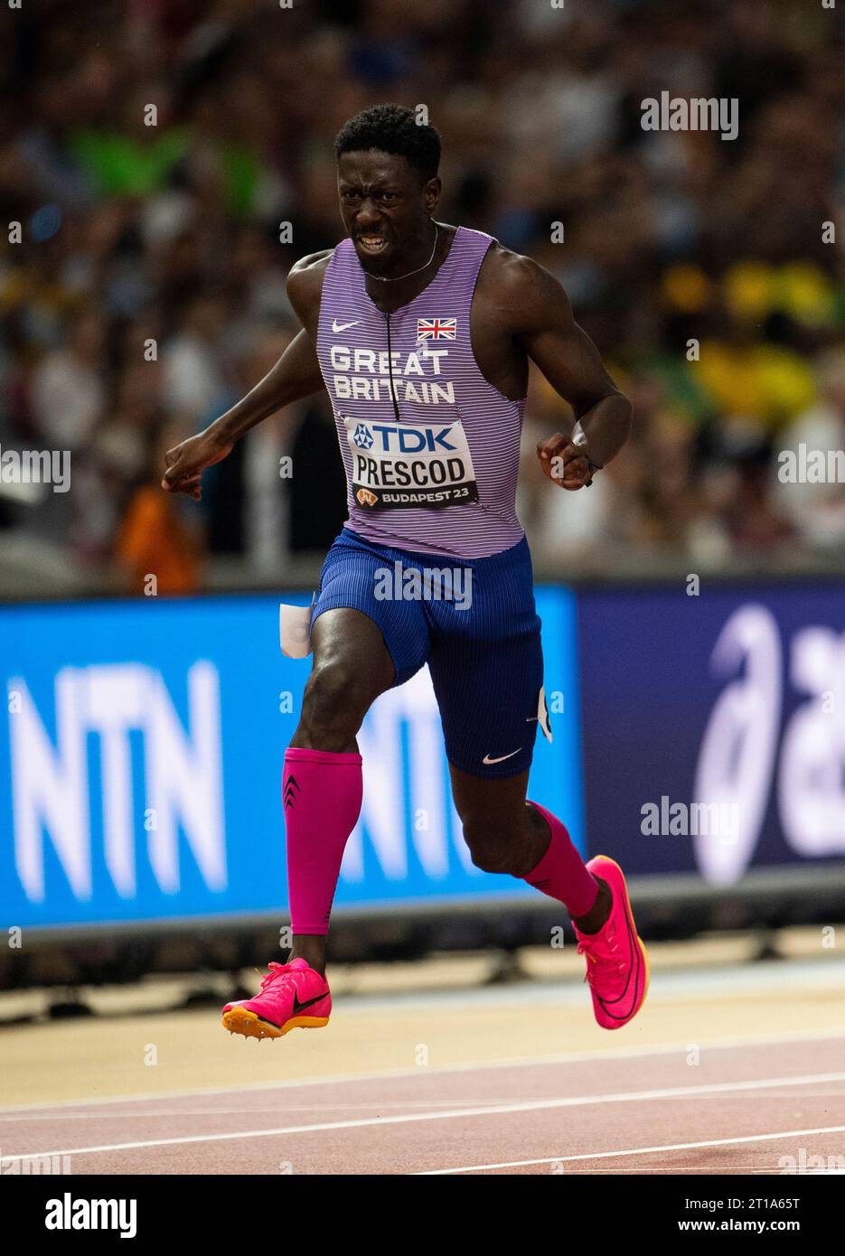 Reece Prescod of Great Britain competing in the men’s 100m heats at the ...