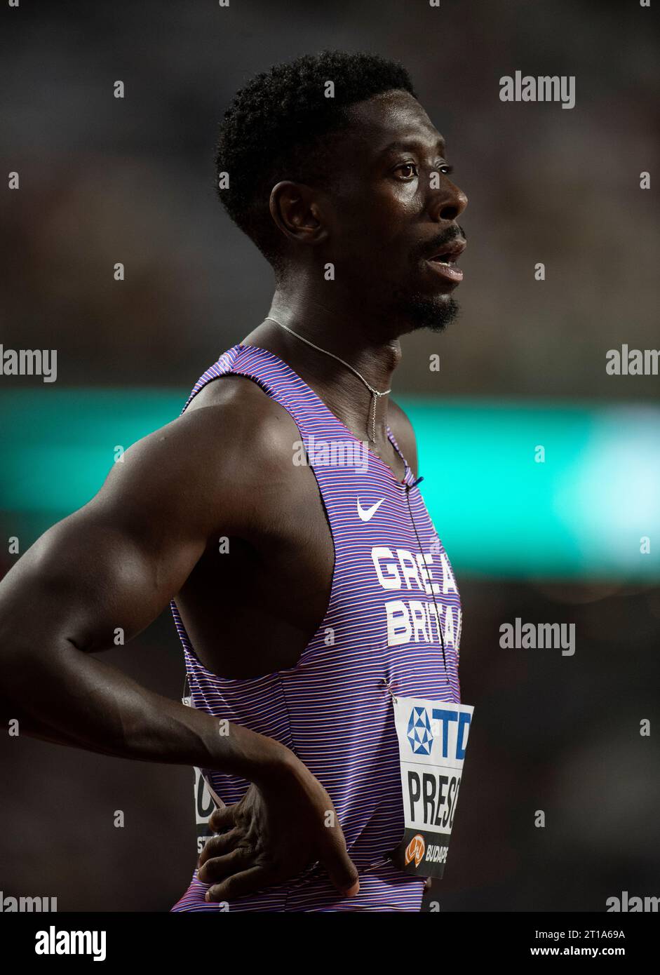 Reece Prescod of Great Britain competing in the men’s 100m heats at the ...