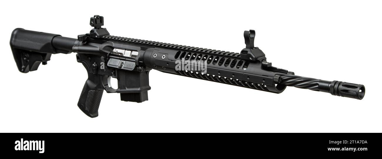 Modern automatic rifle isolated on white background. Weapons for police ...