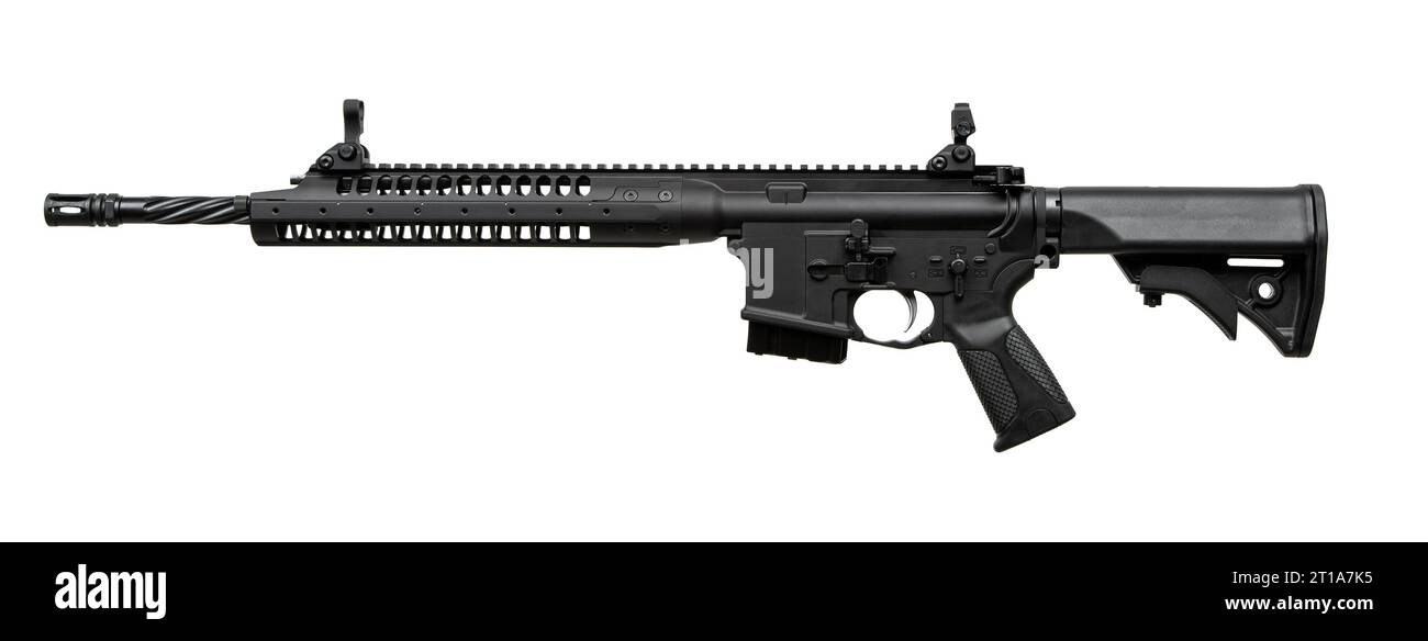 Modern automatic rifle isolated on white background. Weapons for police ...