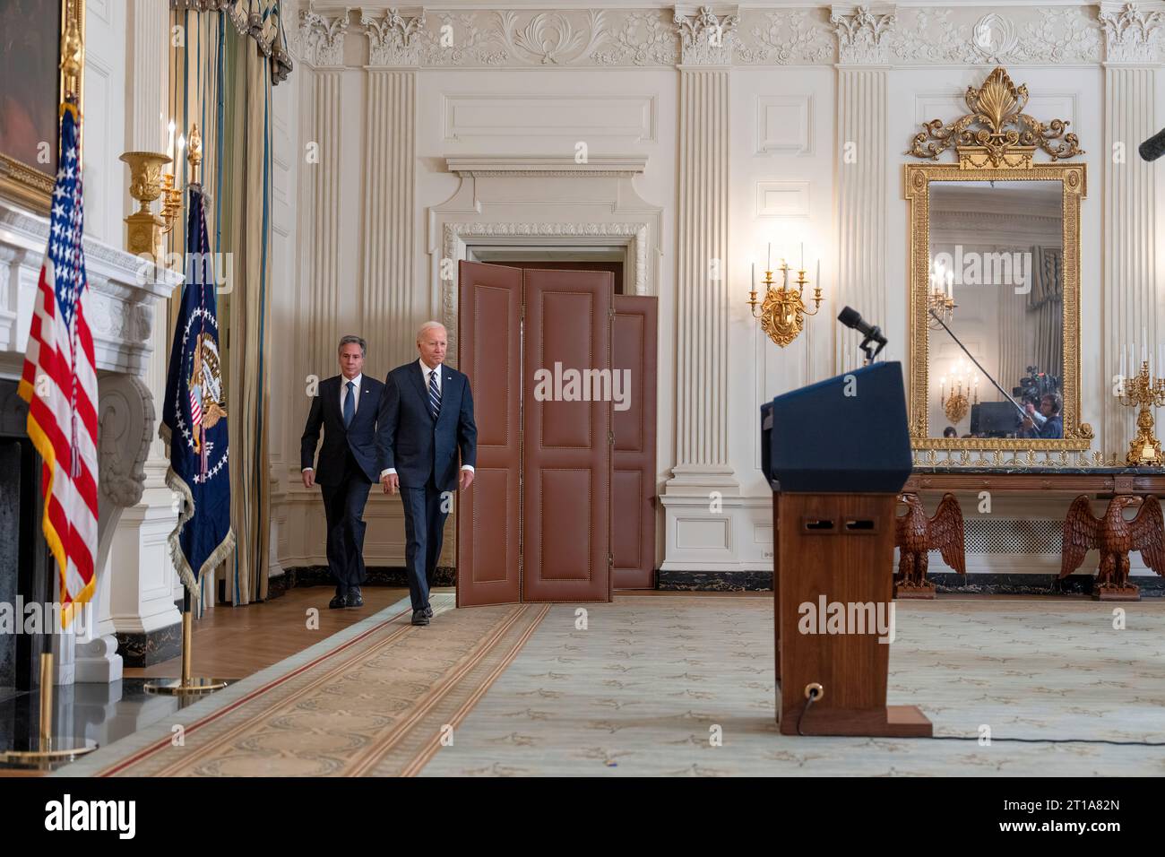 President Joe Biden, with Secretary of State Antony Blinken, addresses ...