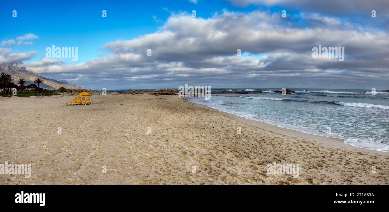 cape town, table mountain , view from the beach, cloudy sky Stock Photo ...