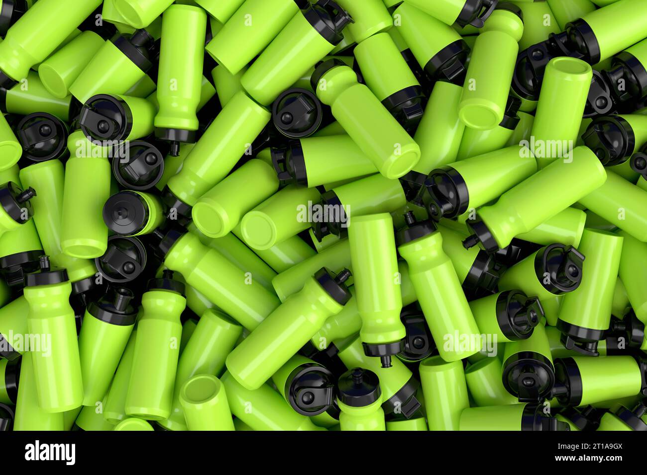 Pile of plastic sport shaker for protein drink powder on white ...