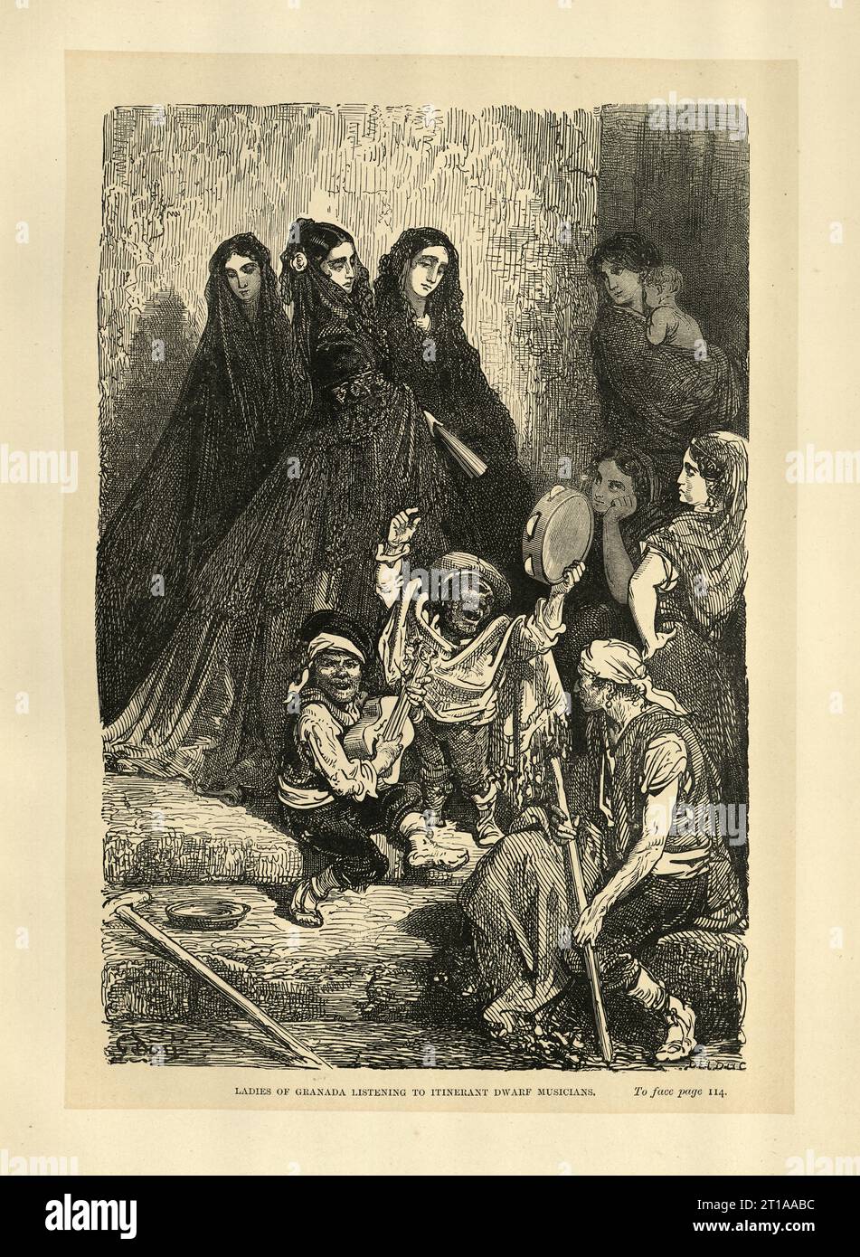 Ladies of Granada listening to itinerant dwarf musicians, Andalusia ...