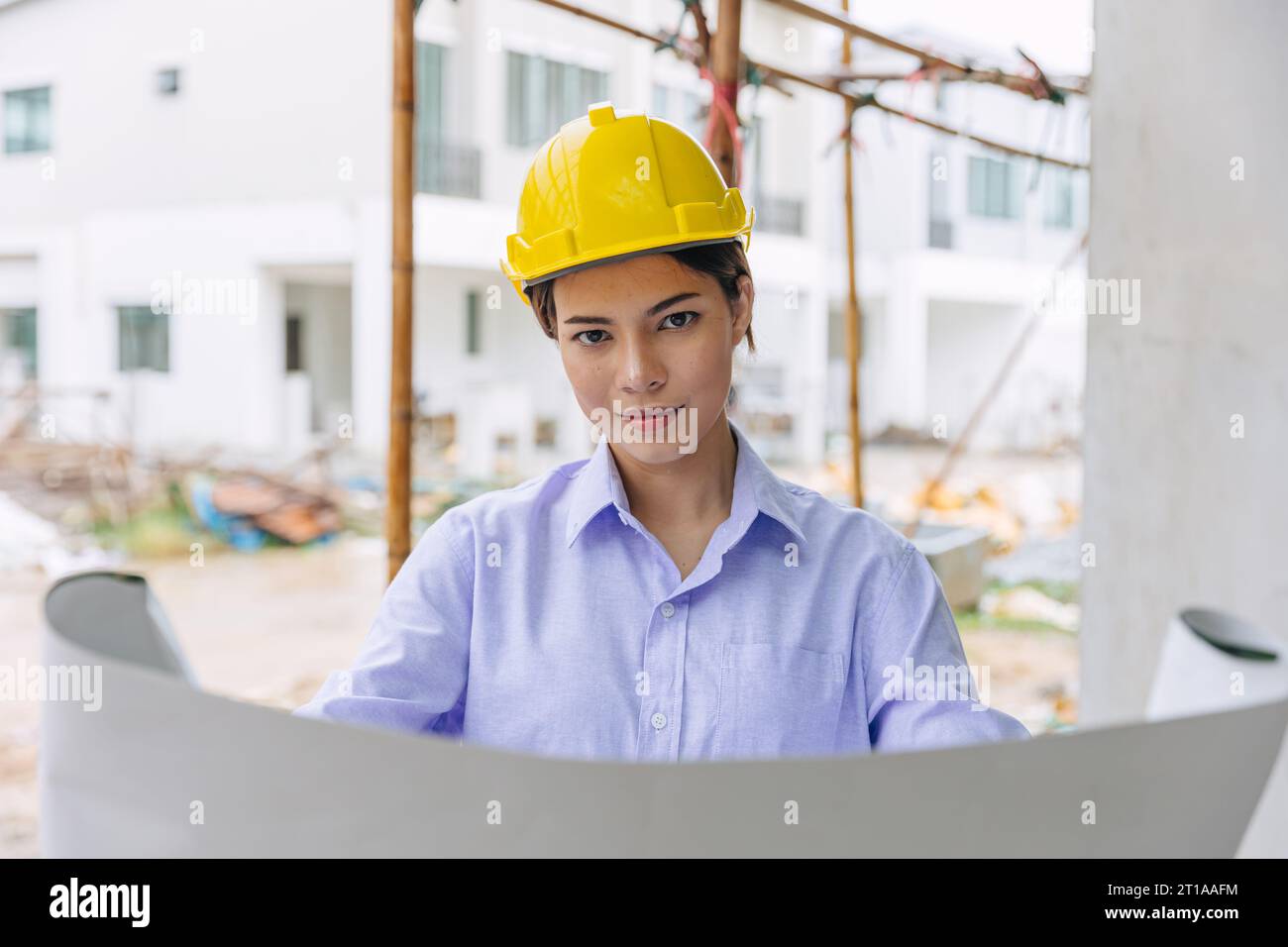 Smart woman engineer worker builder worker in construction site ...