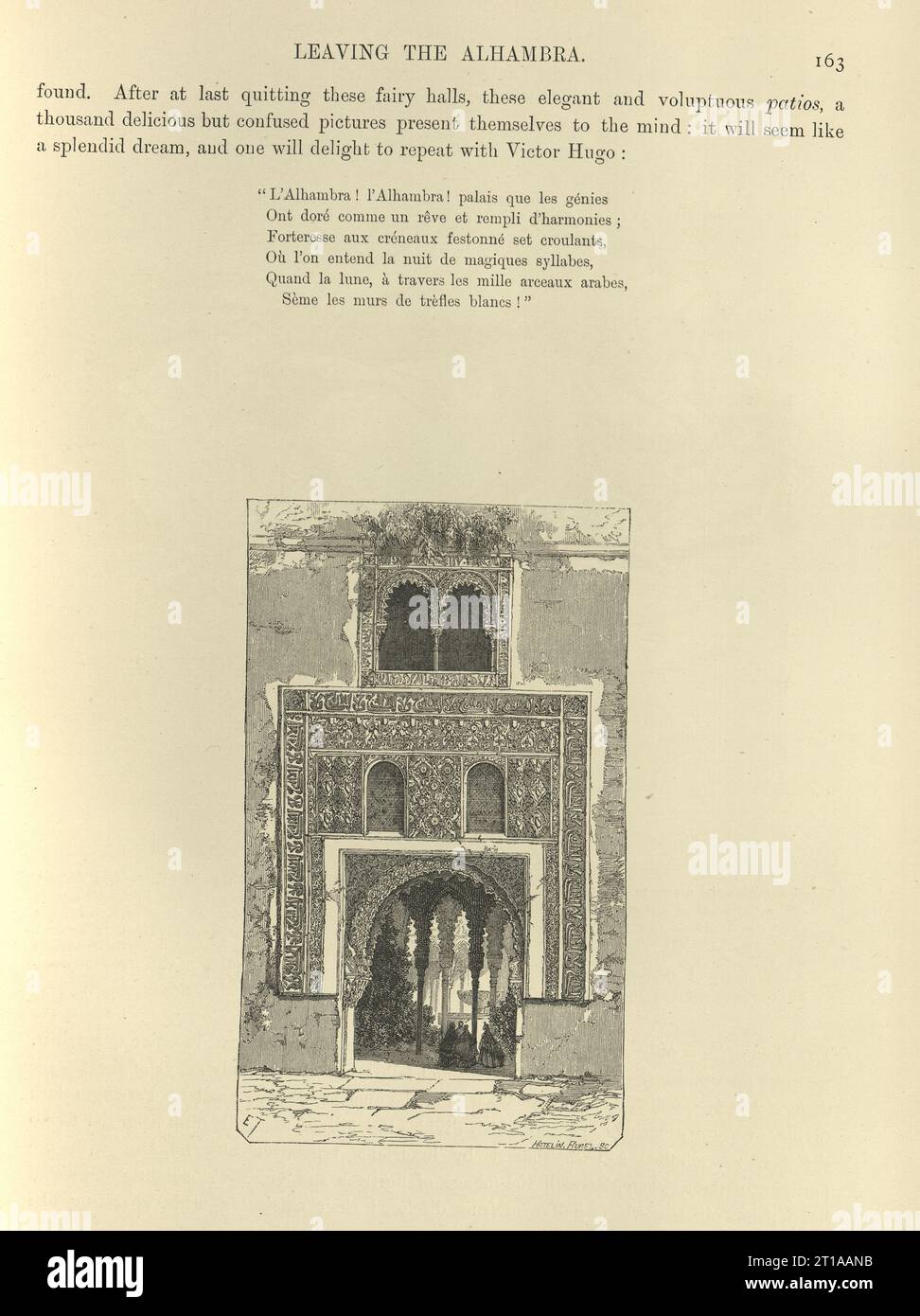 Leaving the Alhambra, page from Spain by Baron ch. D'Avillier ...