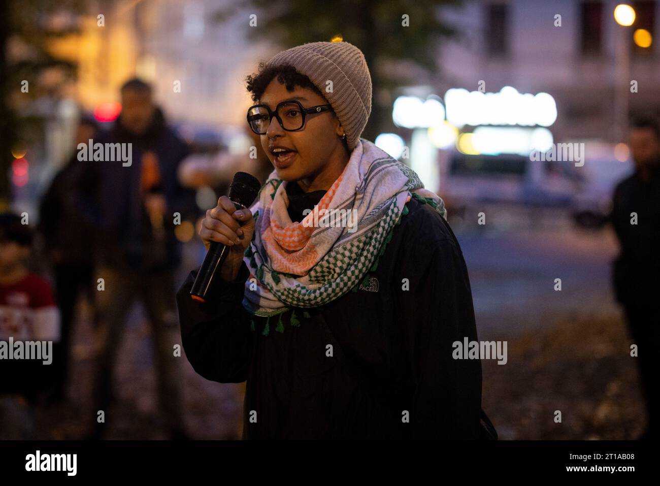 Duisburg, Germany. 12th Oct, 2023. A speaker speaks at the pro ...