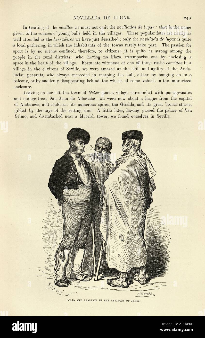 Majo and peasants in the environs of Jerez, Page from Spain by Baron ch ...