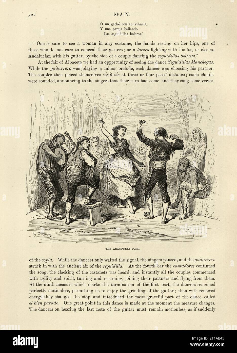 Vintage illustration by Gustave Dore, Traditional Spanish musicians and ...