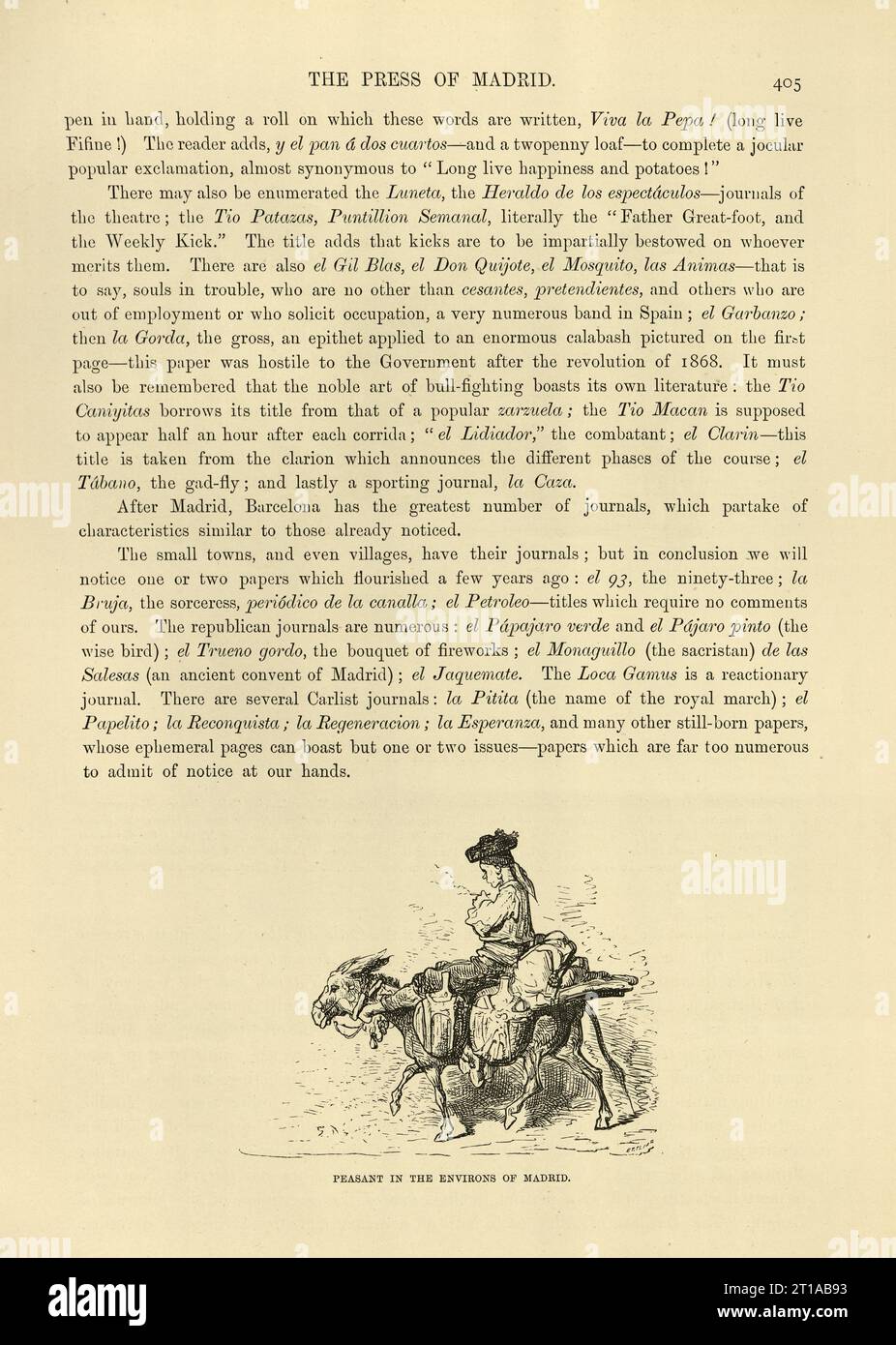 Vintage illustration by Gustave Dore, Peasant in the environs of Madrid ...