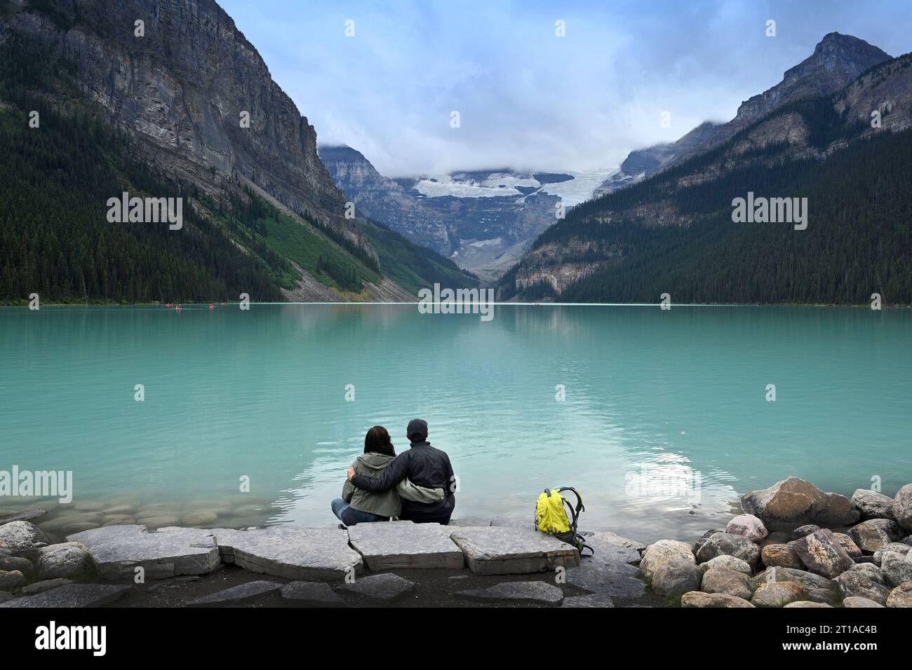 A couple near Lake Louise.Tourists in Banff National Park, Alberta ...