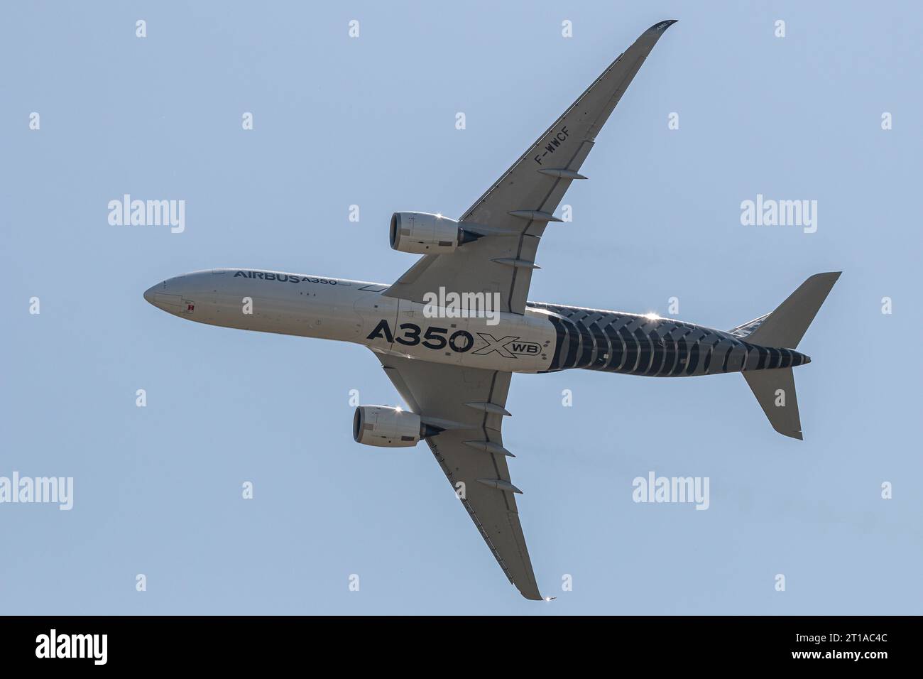New Airbus A350 XWB passenger plane performing at the Berlin ILA Air ...